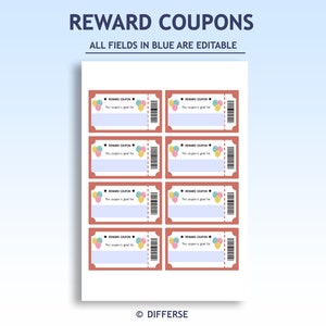 Reward Coupons for Kids | Editable Reward Coupons | Kids Reward Coupons ...