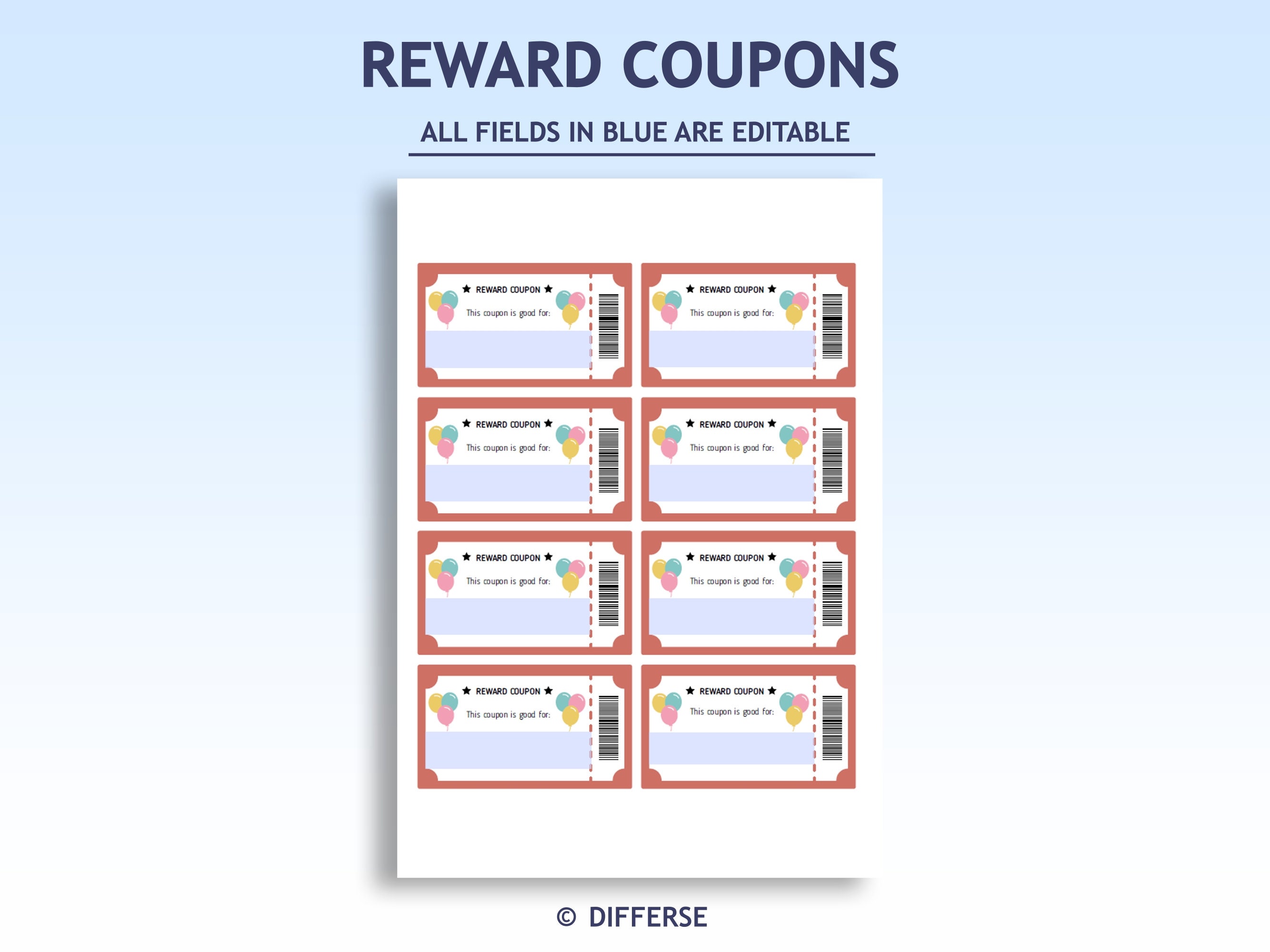 Reward Coupons for Kids | Editable Reward Coupons | Kids Reward Coupons ...
