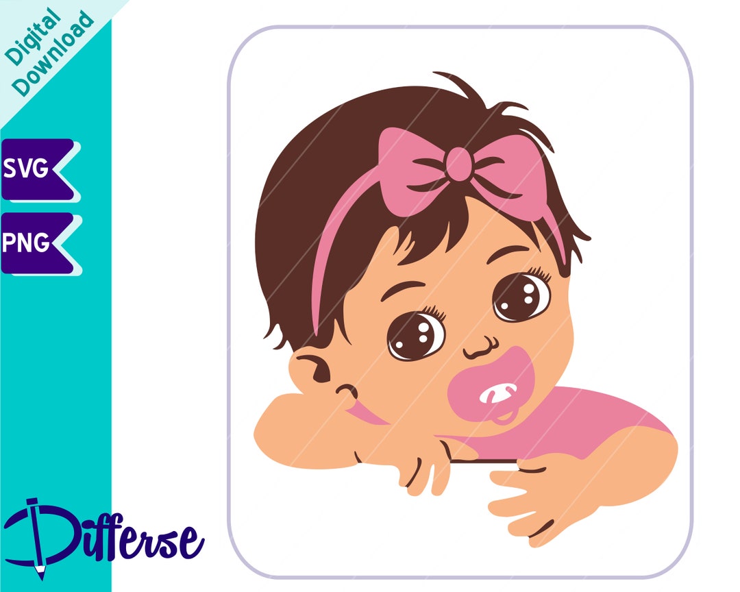 Baby Girl With Pacifier | SVG Cut File & PNG | Newborn SVG | Baby Girl ...