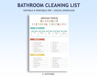 Bathroom Step-by-step Visual Aid Cleaning Chore Guides Cheat Sheet ...