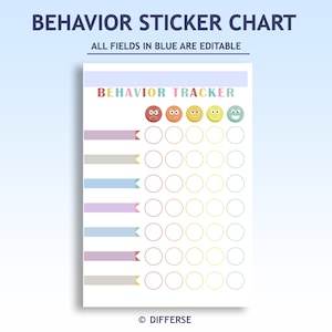 Behavior Sticker Chart | Behavior Tracker | Behavior Chart for Kids ...