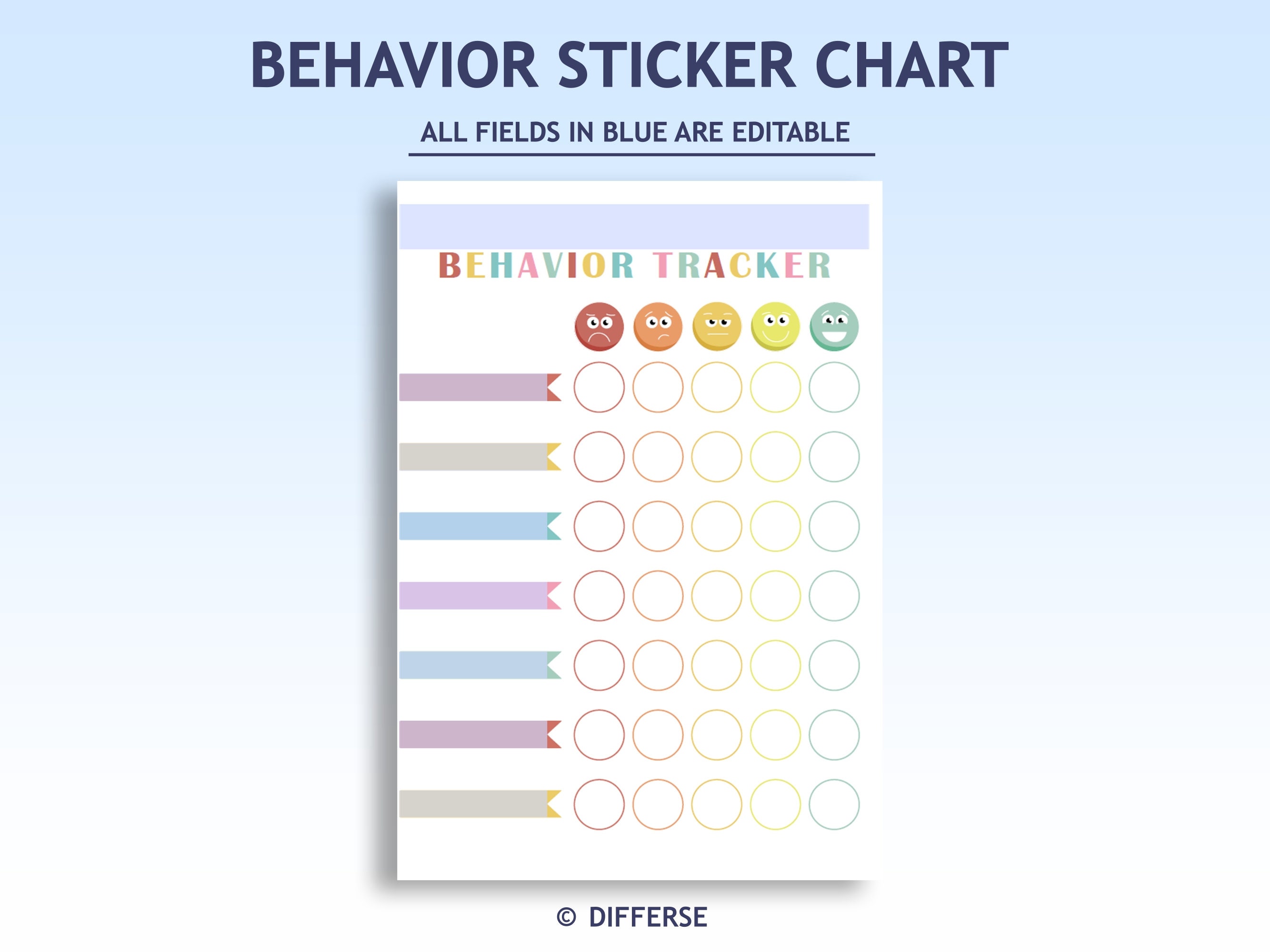 Behavior Sticker Chart | Behavior Tracker | Behavior Chart for Kids ...