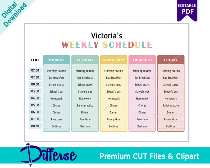 Kids Weekly Schedule Kids Weekly Planner Homeschool - Etsy