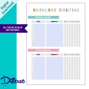 Editable Skincare Routine Template AM PM Skincare Routine Skincare ...
