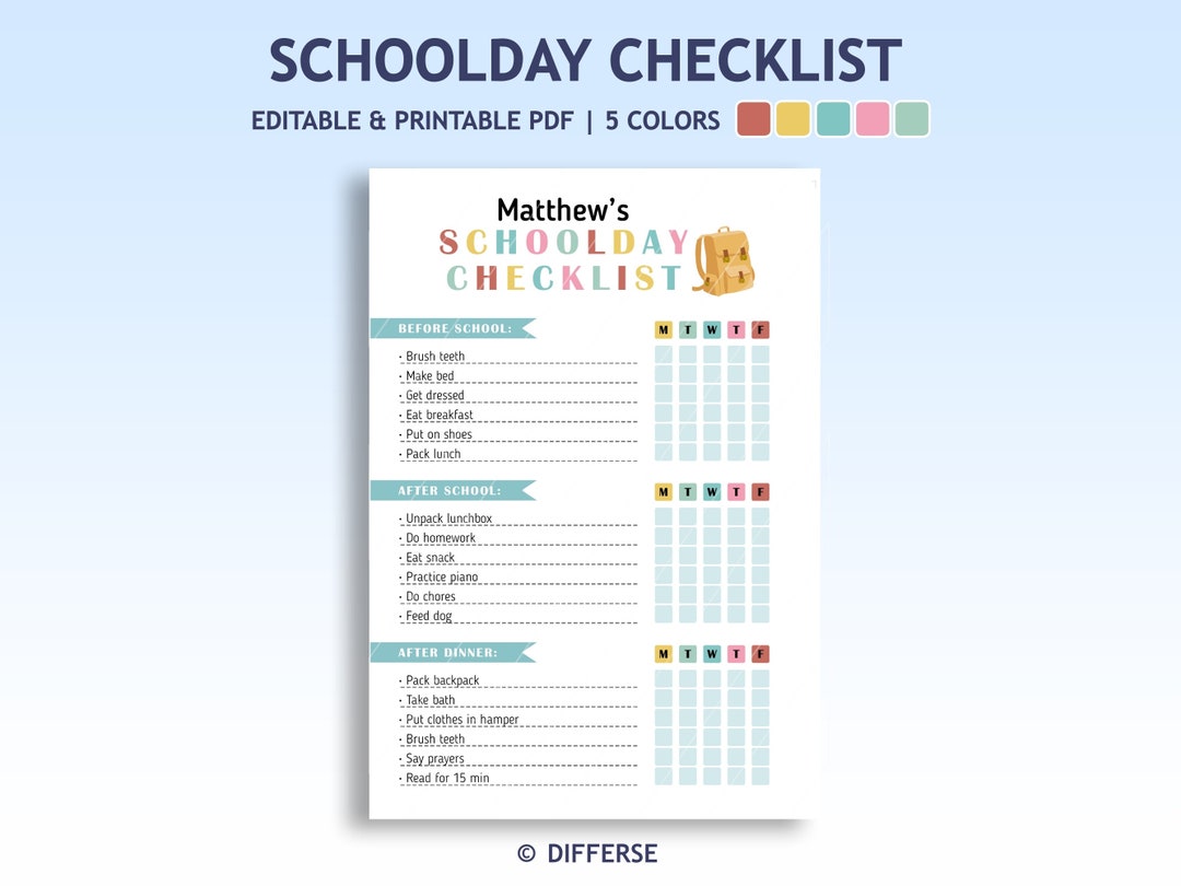 Editable Daily Routine Chart for Kids | Chore Chart for Kids | Daily ...