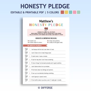 Kids Honesty Pledge | Tell the Truth | Behavior Correction Chart | Good ...