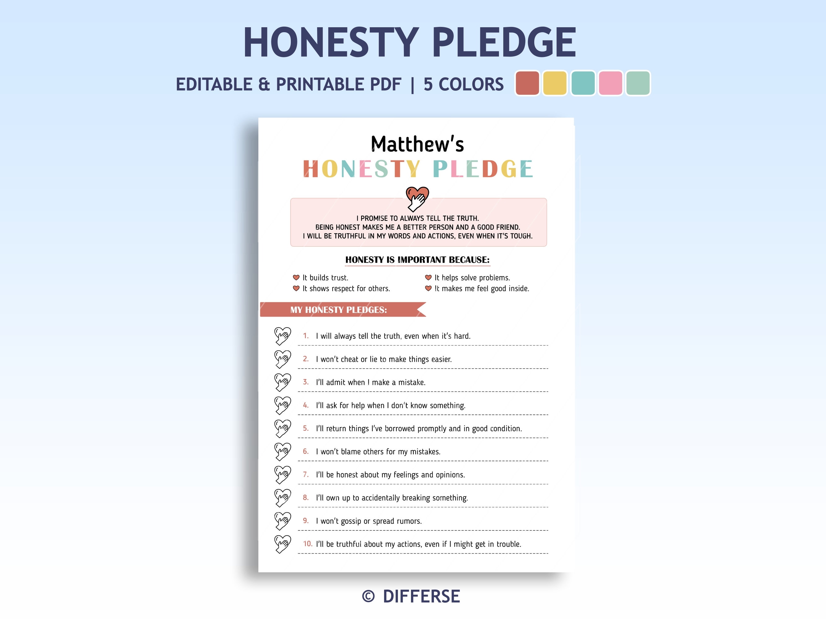 Good Behavior Pledge School Rules Posters