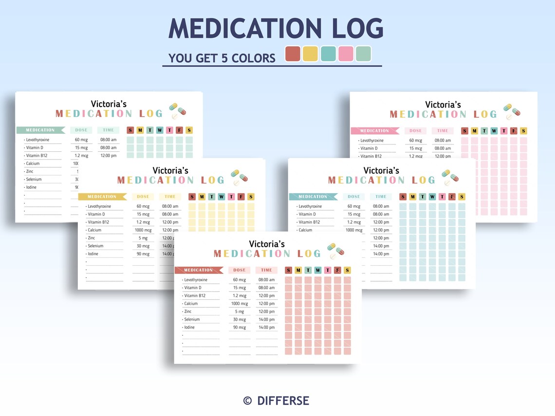 Daily Medication Log | Medication Tracker | Supplement Tracker ...