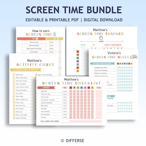 Kids Screen Time Bundle | Screen Time Chart | Screen Time Checklist ...