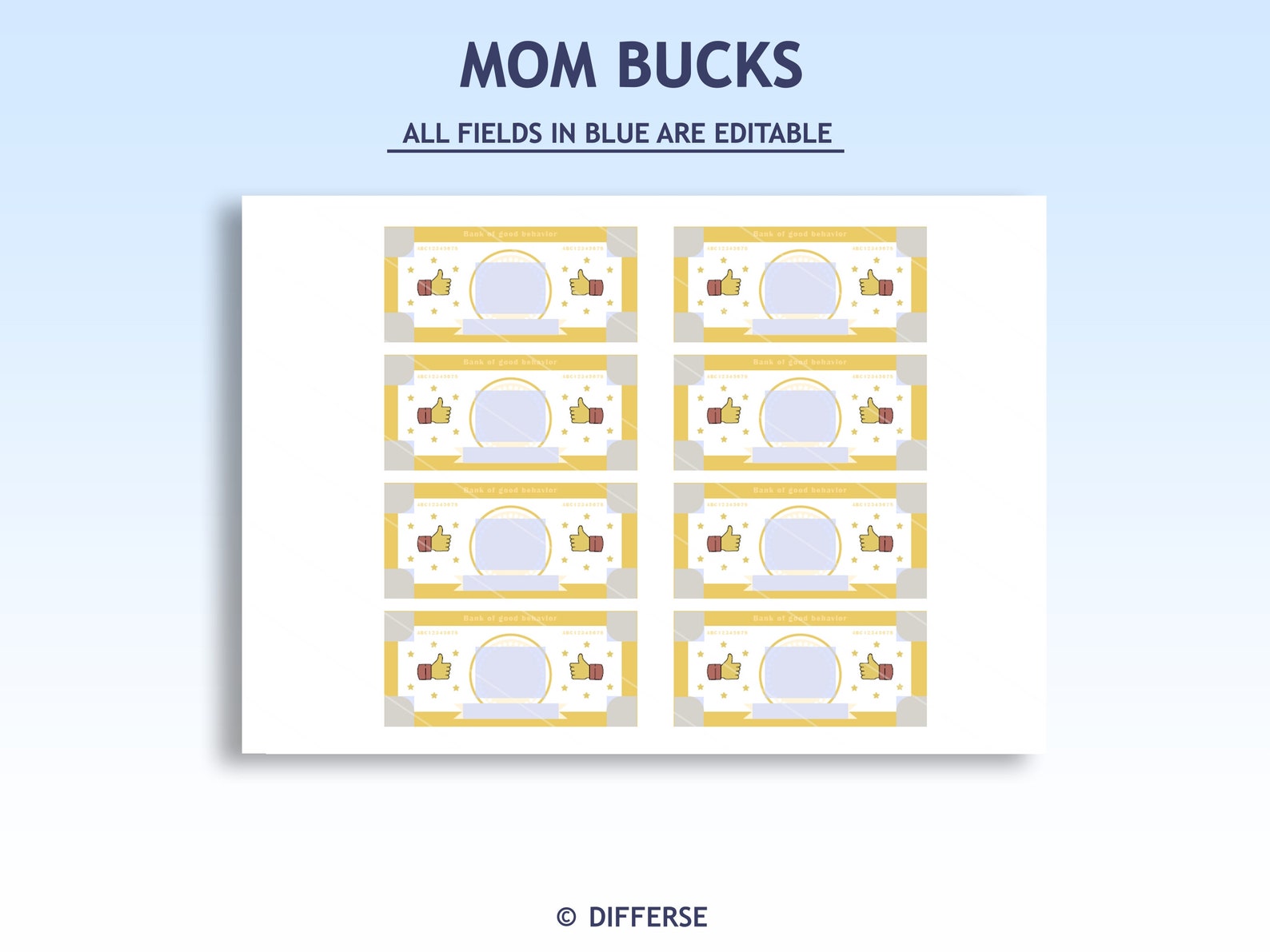 Editable Mom Bucks | PDF Reward System for Kids | Behavior Bucks ...