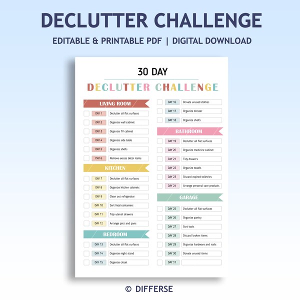 Declutter Printable - Etsy UK