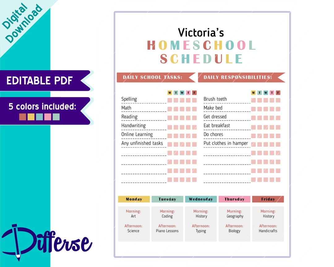 Editable Homeschool Planner Digital School Planner Printable Homeschool ...