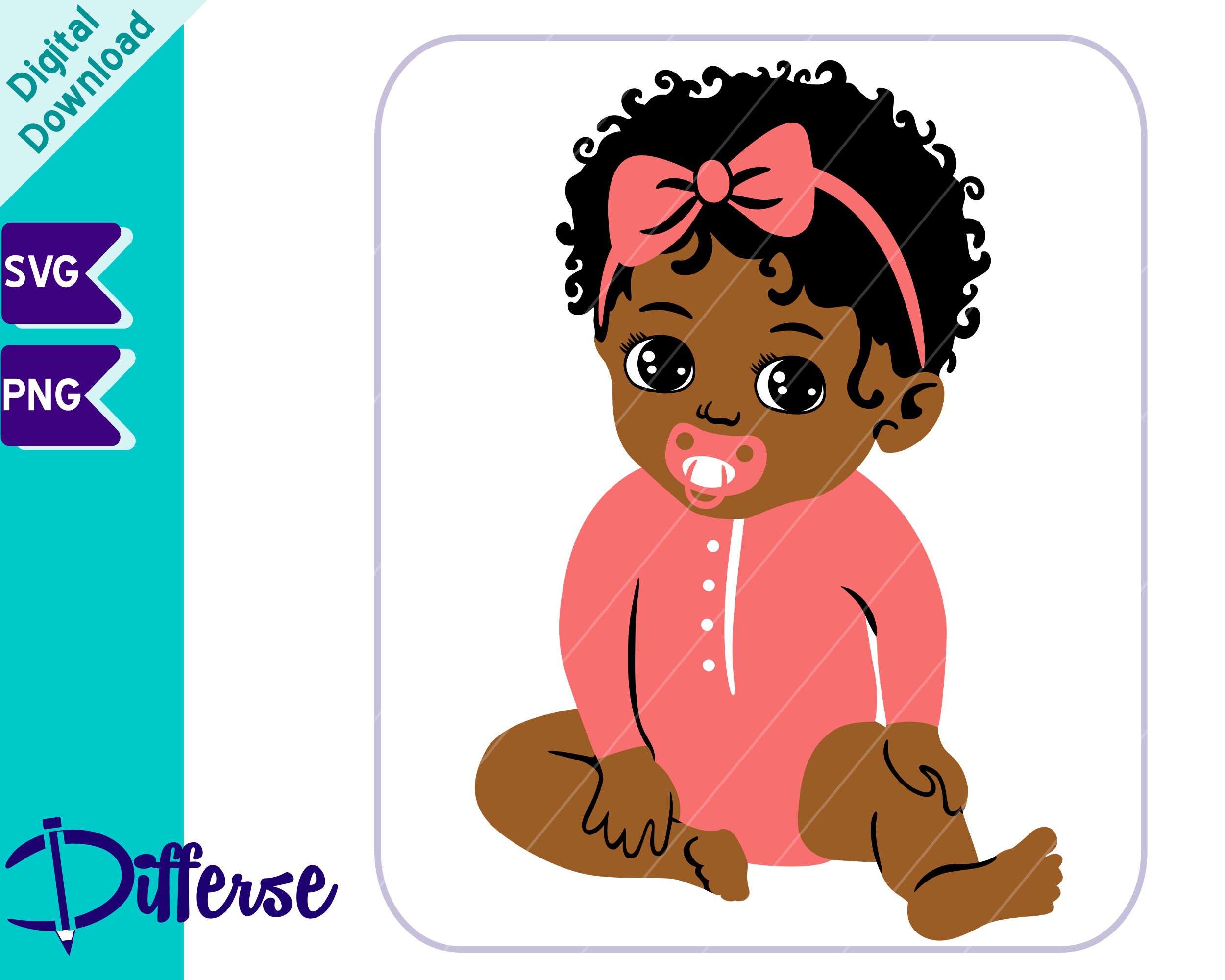 African American Baby With Pacifier | SVG Cut File & PNG | Black Baby ...