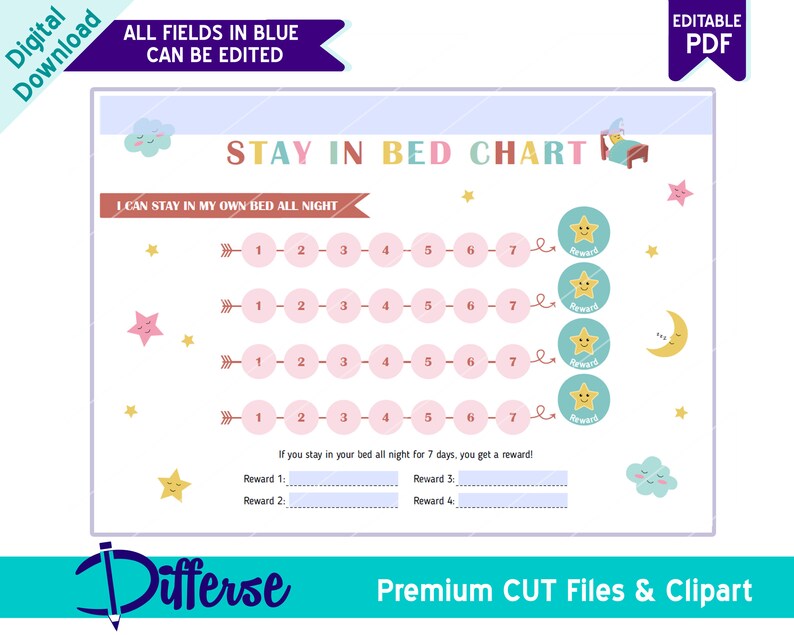 Stay in Bed Reward Chart Bedtime Chart Stay in Bed Chart - Etsy UK