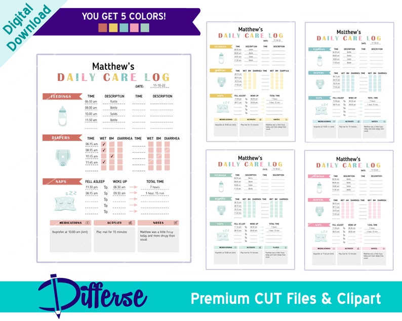 Editable Baby Daily Log Printable Nanny Log Daycare Report - Etsy