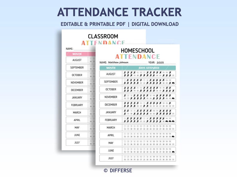 Attendance Tracker | Attendance Tracker for Homeschooling | Home ...
