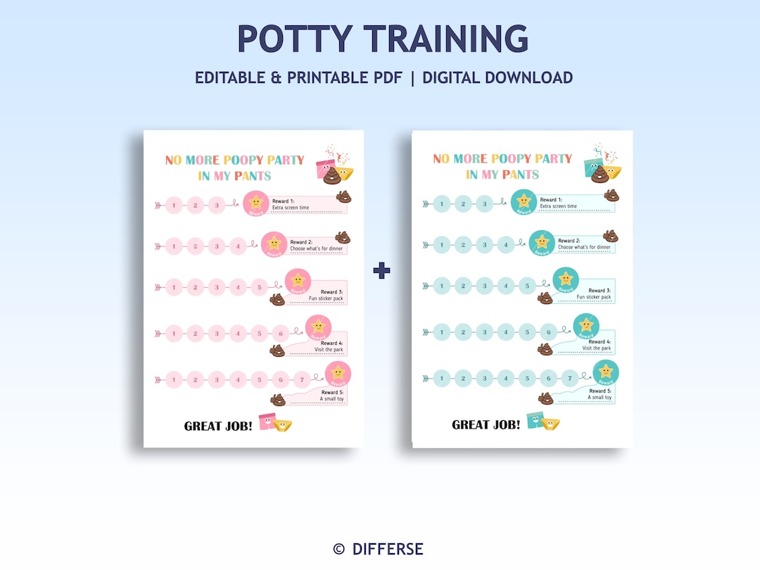 Potty Training Chart | Editable Poo Potty Chart | Potty Training | Kids ...