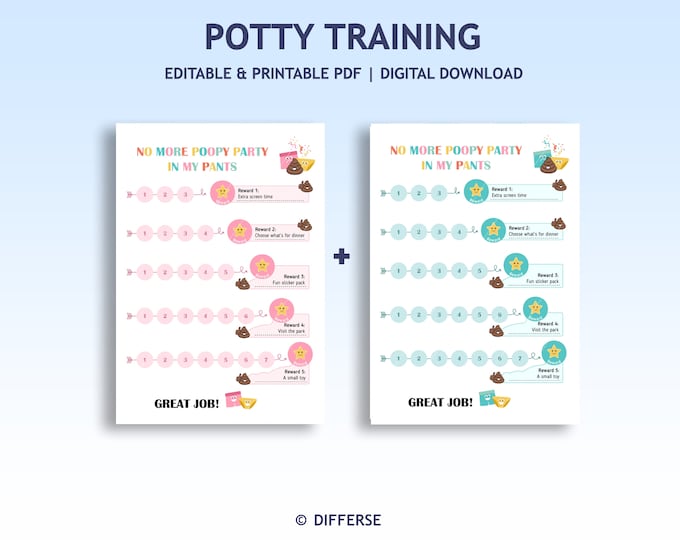 Poo Potty Chart Printable, Potty Chart for Kids, Incentive Chart ...