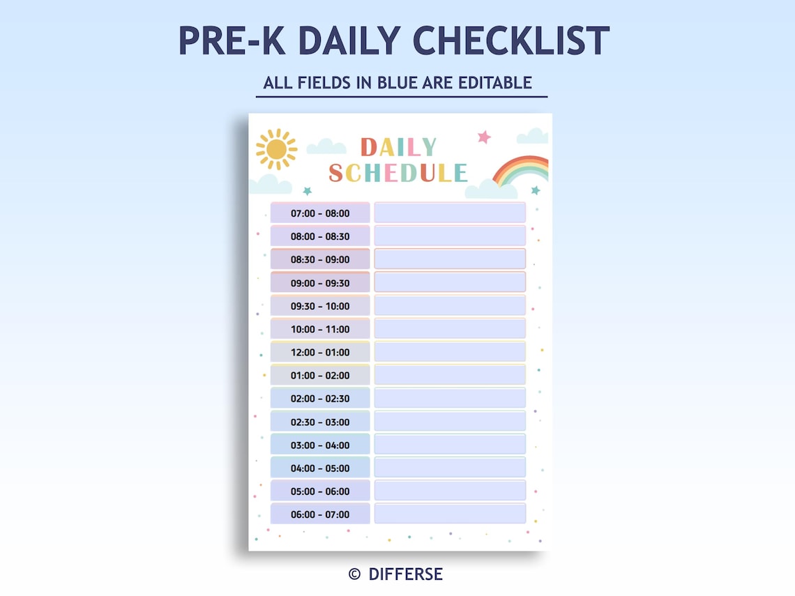 Editable Pre-k Daily Schedule | Printable Preschool Daily Schedule ...