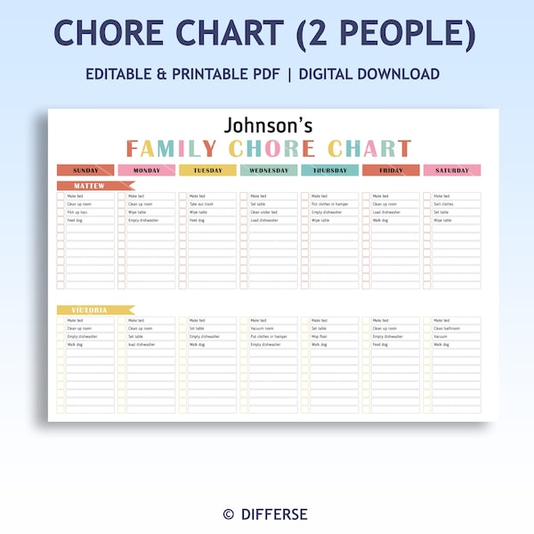 Couple Chores Chart - Etsy