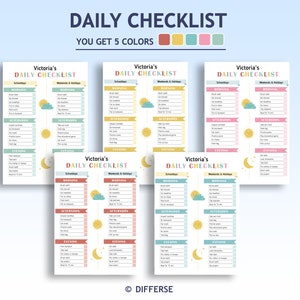 Kids Daily Checklist | Daily Planner | Daily Schedule | to Do Printable ...