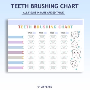 Teeth Brushing Chart | Brush Your Teeth | Tooth Chart | Brush Teeth ...