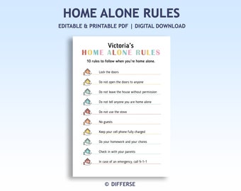Kids Safety Rules for Staying Home Chart Colorful House Rules Sign ...