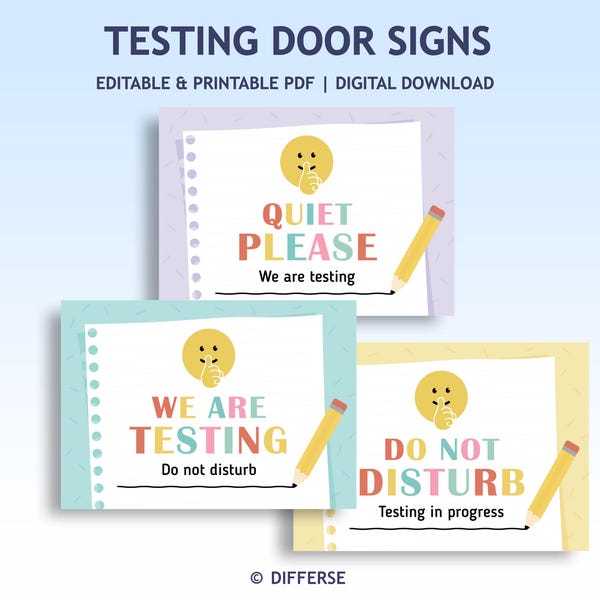 Quiet Testing Sign - Etsy