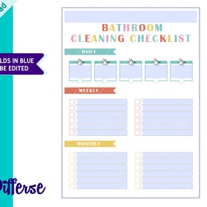 Bathroom Cleaning Checklist Kids Cleaning Checklist Cleaning List ...