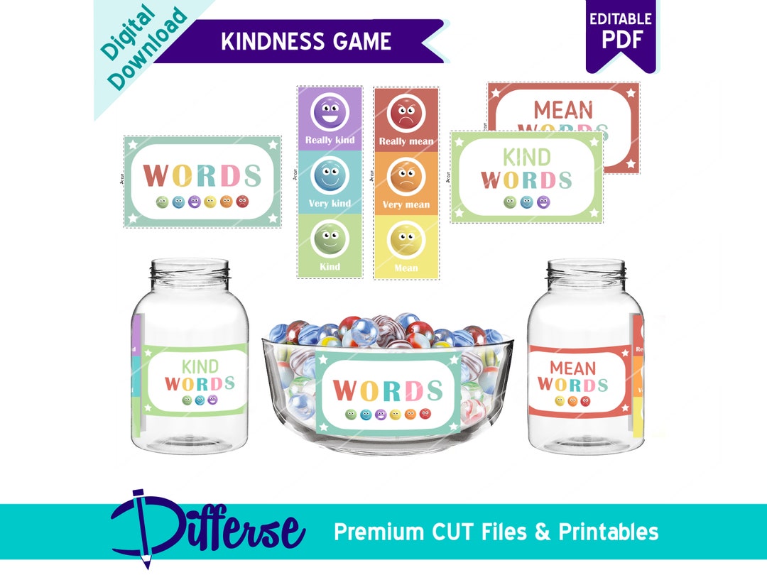 Printable Swear Jar Labels Kind Words Word Game Classroom Cuss Jar Acts ...
