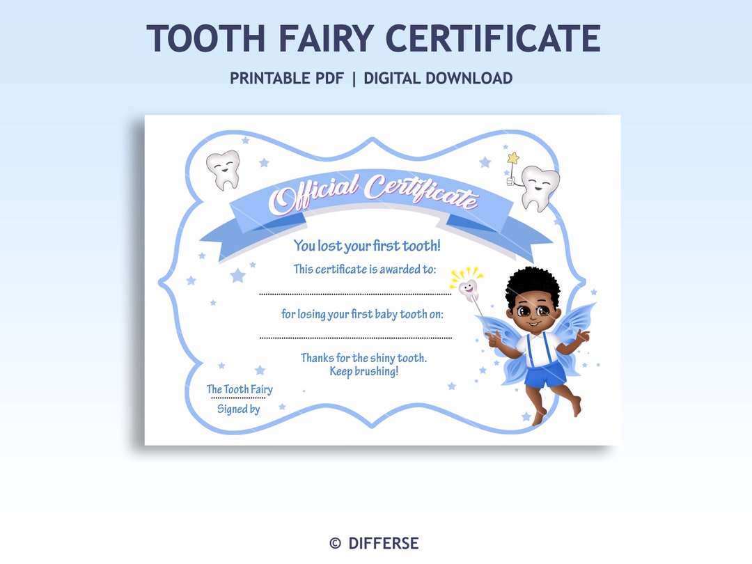Tooth Fairy Certificate for Boys | First Lost Tooth | Tooth Fairy ...