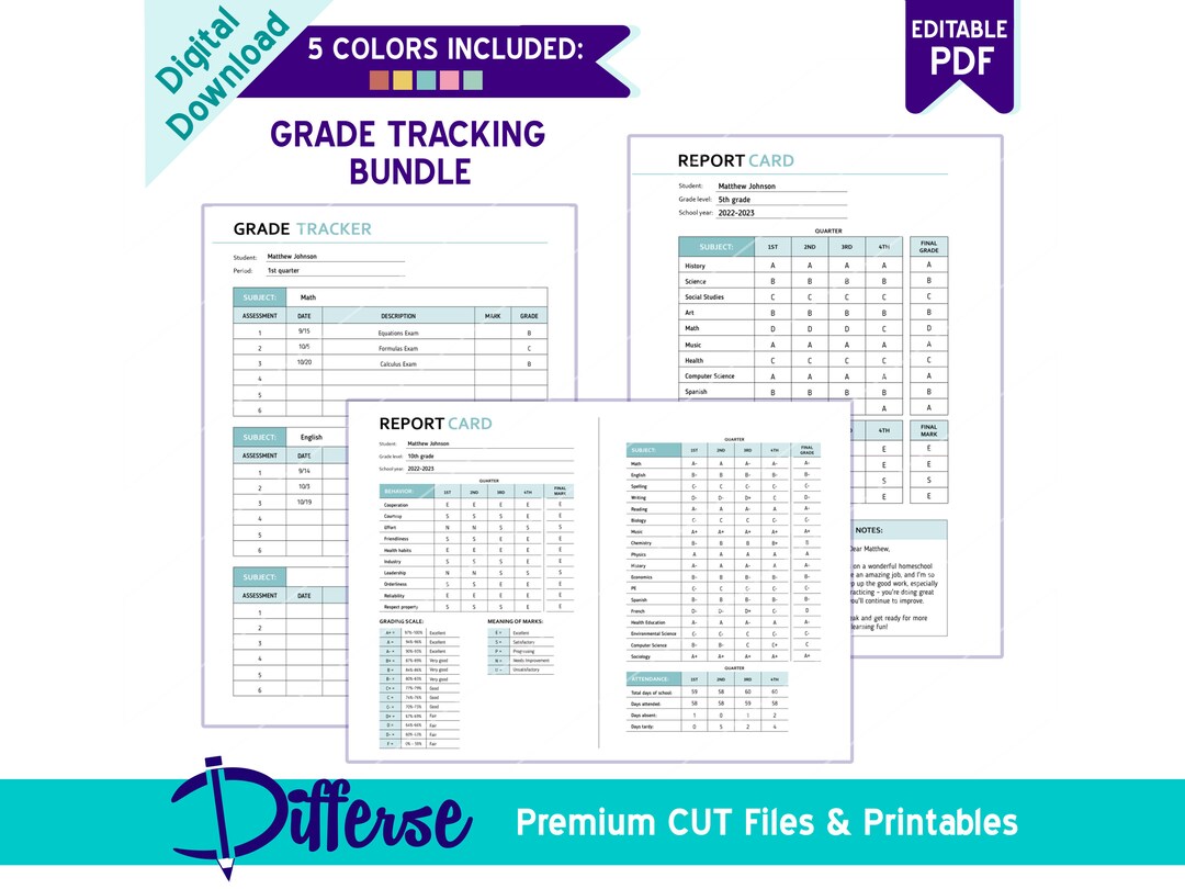 Homeschool Grade Tacker Bundle | Report Card | Grade Tracker | Grade ...