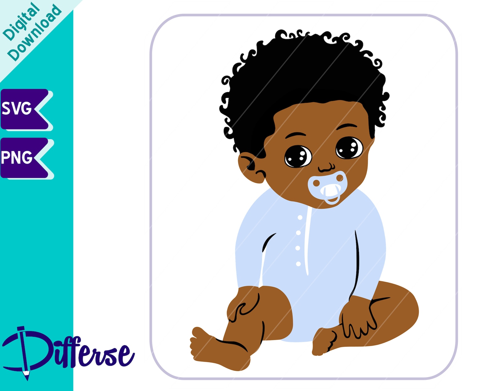 African American Baby With Pacifier | SVG Cut File & PNG | Black Baby ...