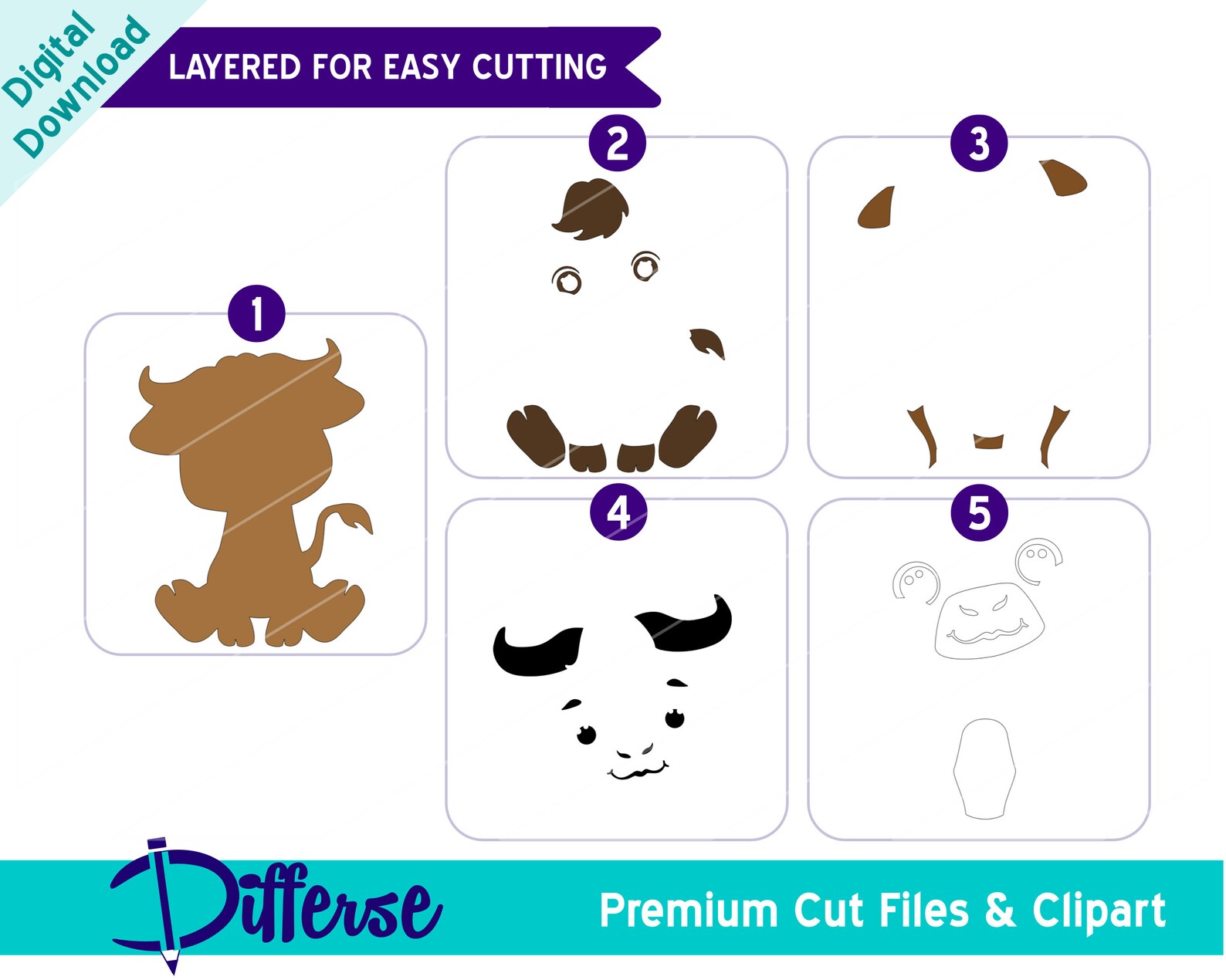 Cute Baby Buffalo SVG | SVG Cut File & PNG | Buffalo Svg | Baby Safari ...