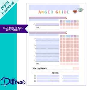 Kids Anger Management Chart Anger Control Chart Anger Guide Coping ...