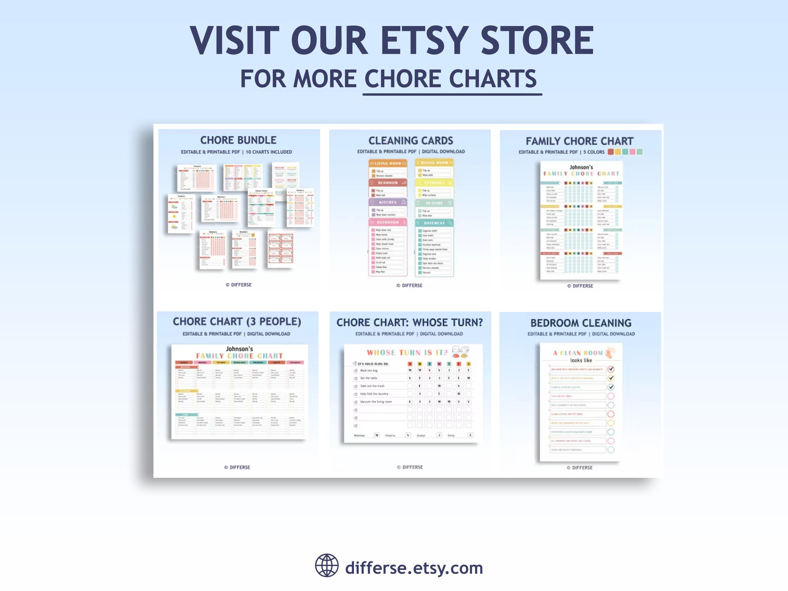 Chore Chart for 3 Kids | Family Chore Chart | Kids Chore Chart | Family ...
