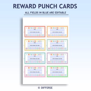 Reward Punch Cards | Reward Card | Reward System | Reward Coupon | Kids ...
