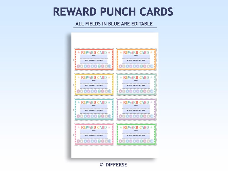 Reward Punch Cards | Reward Card | Reward System | Reward Coupon | Kids ...