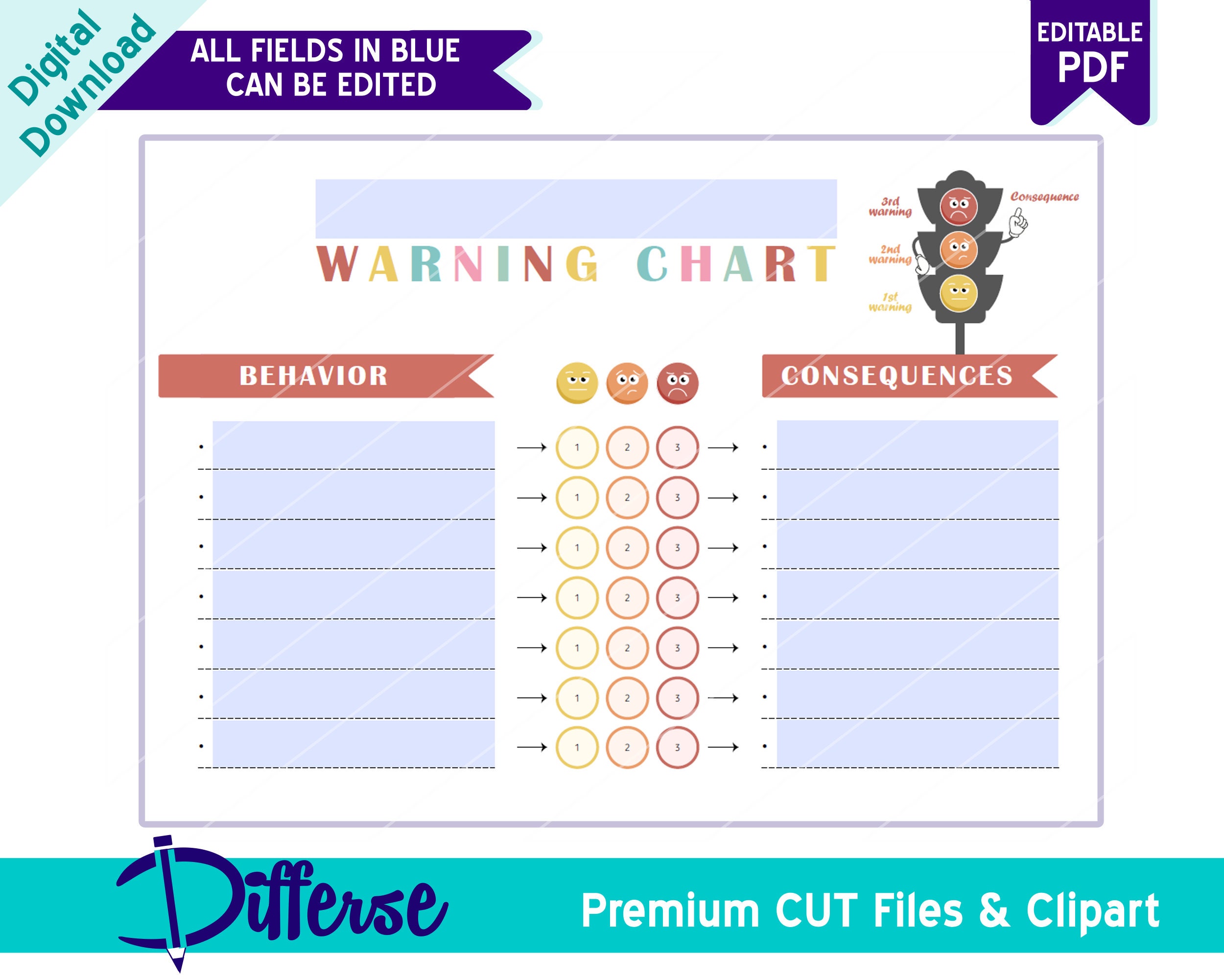 3 Strikes Warning Chart Consequence Chart Actions Have - Etsy Singapore