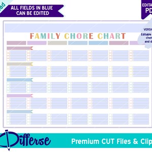 Chore Chart for 5 Kids Family Chore Chart Kids Chore Chart Family ...
