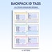 Editable Backpack ID Tag | Child Identification Card | Emergency Card ...