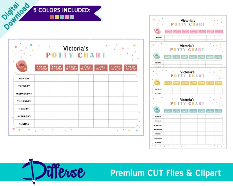 Editable Potty Training Chart for Kids Potty Chart Potty - Etsy