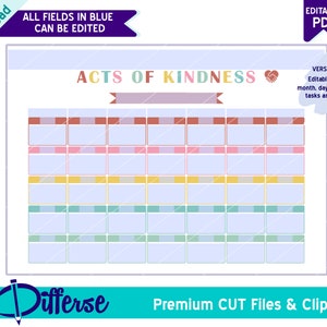 Acts of Kindness Calendar Kids Activities Good Behavior Calendar ...