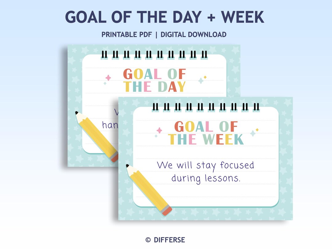 Classroom Goal of the Day | Kids Goal of the Week | Goal Setting ...