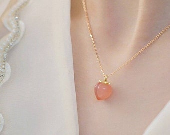 Peach Stone Necklace - Etsy