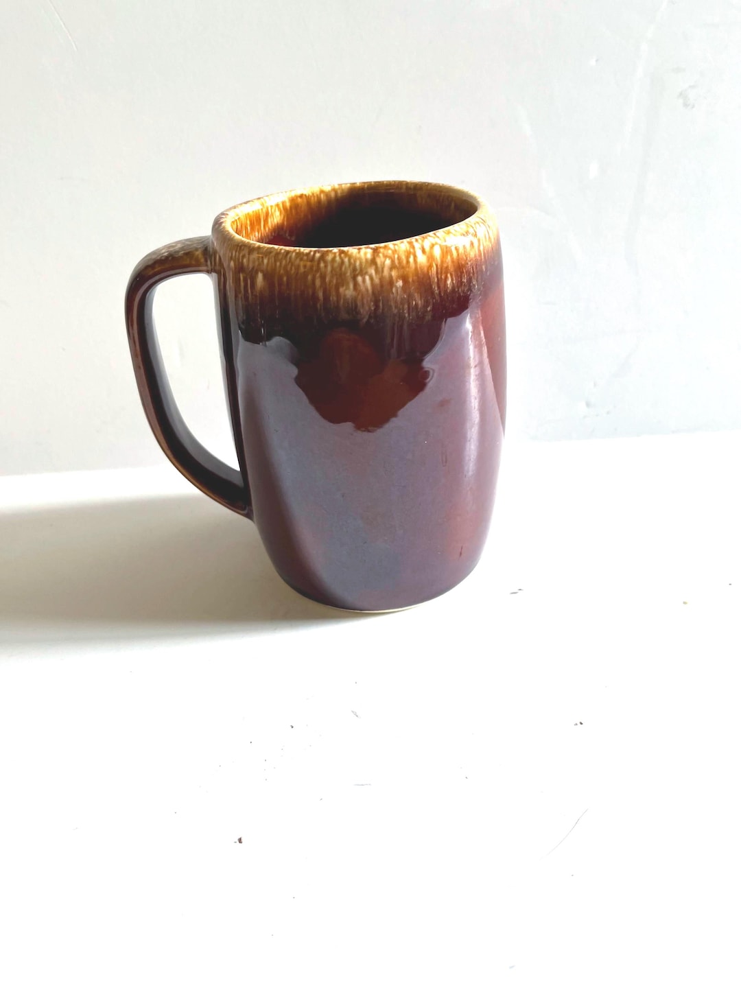 Hull Pottery Brown Drip Mug, 16 Oz - Etsy
