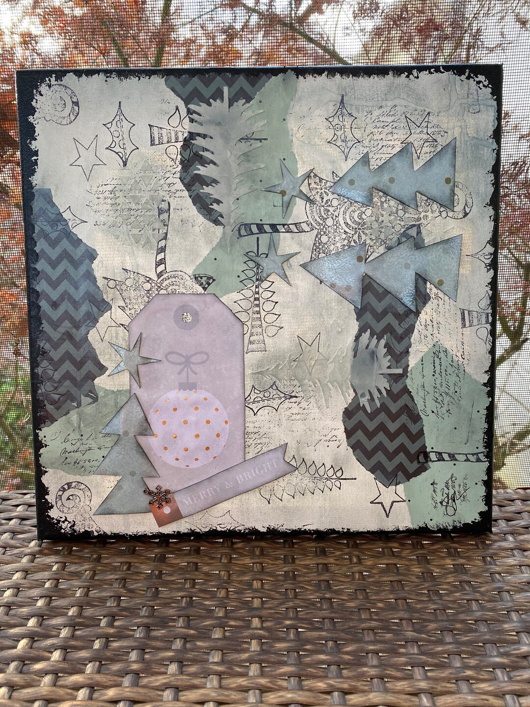 12 by 12 Inch Original Mixed Media "tree Farm Fun" - Etsy