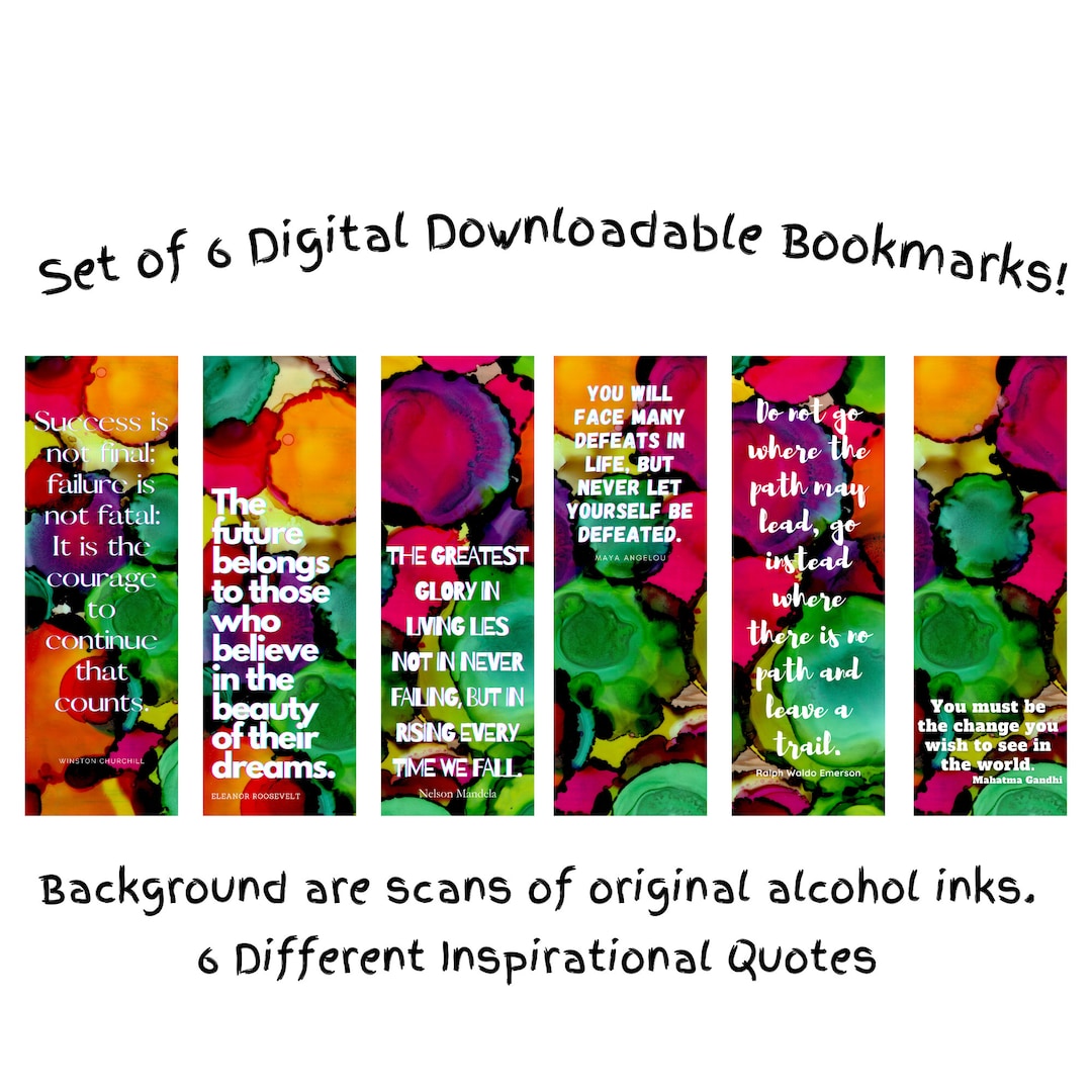 Alcohol Ink Digital Download Bookmarks, Abstract, Inspirational Quotes ...