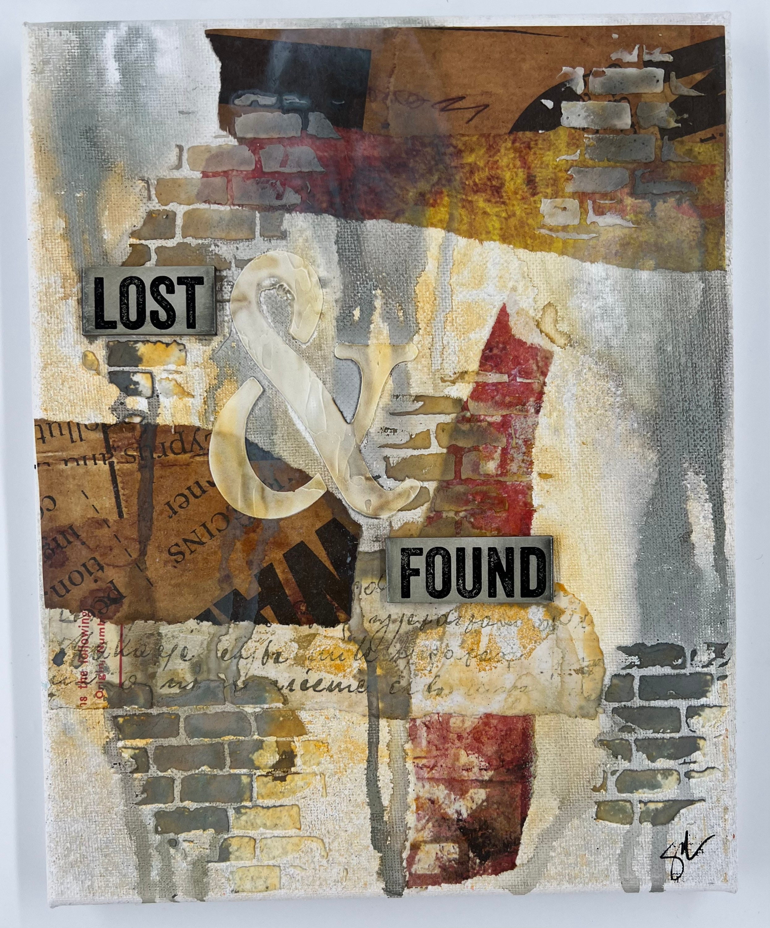 8 by 10 Original Mixed Media Canvas lost and Found - Etsy