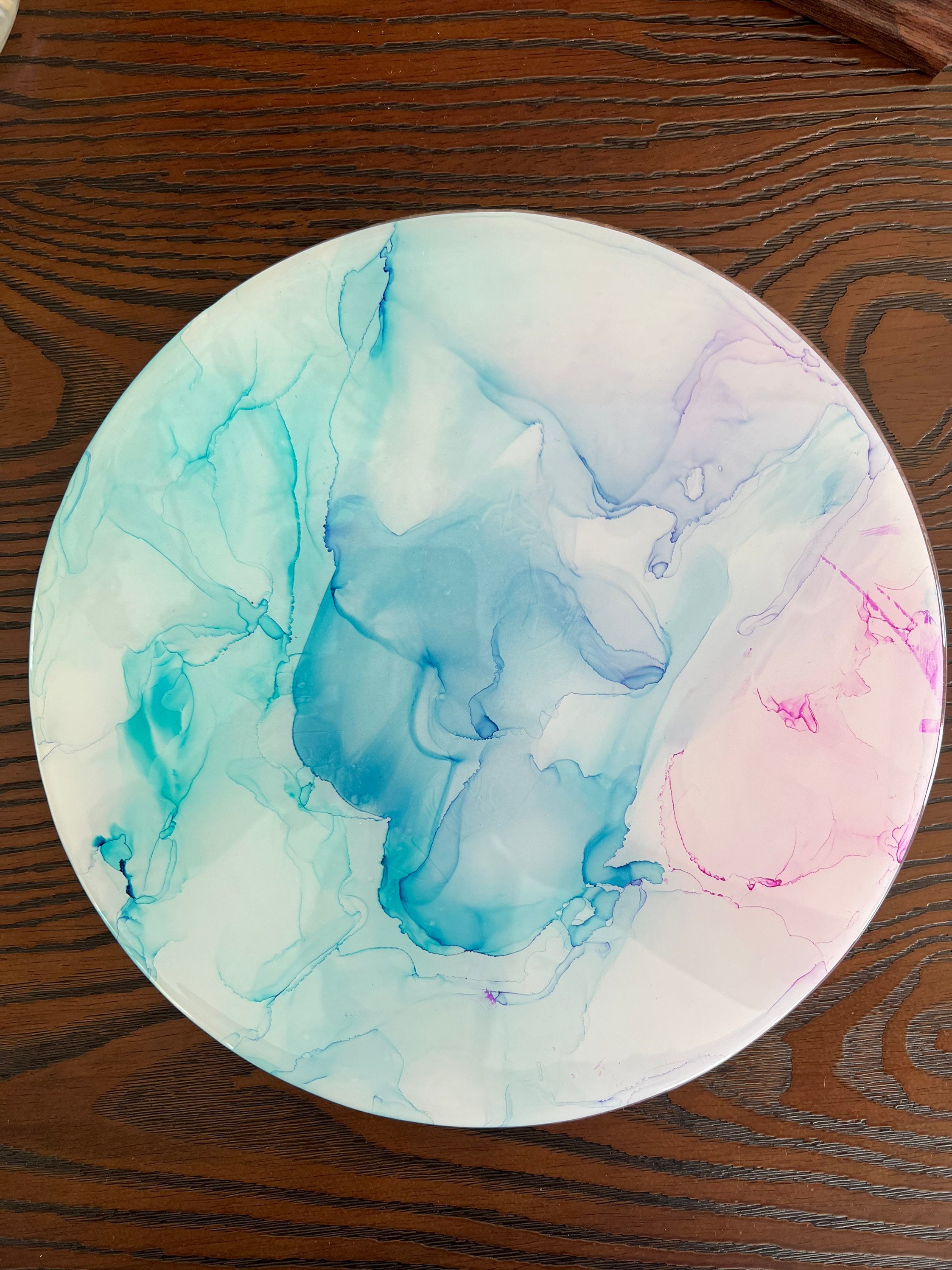 10 Inch Circle Alcohol Ink Wood Panel With Resin clouds - Etsy